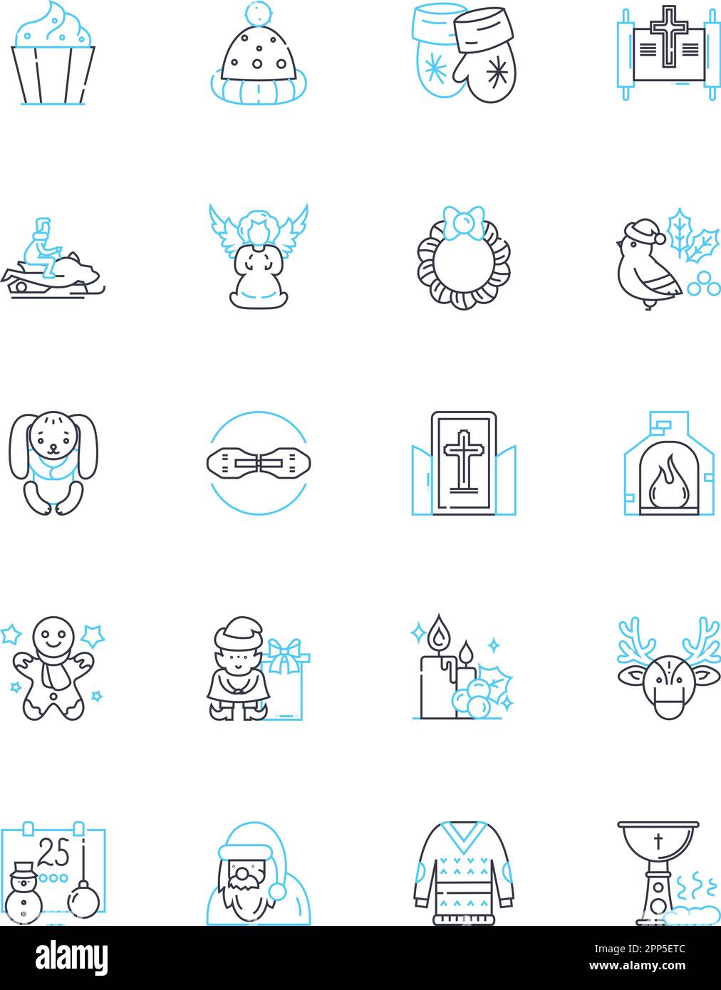 Xmas break linear icons set. Celebration, Family, Friends, Relaxation ...