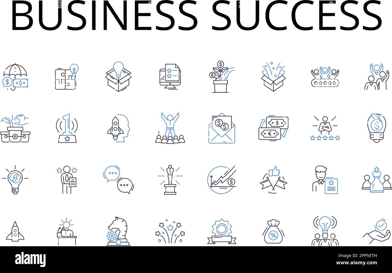 Business success line icons collection. Economic growth, Career ...