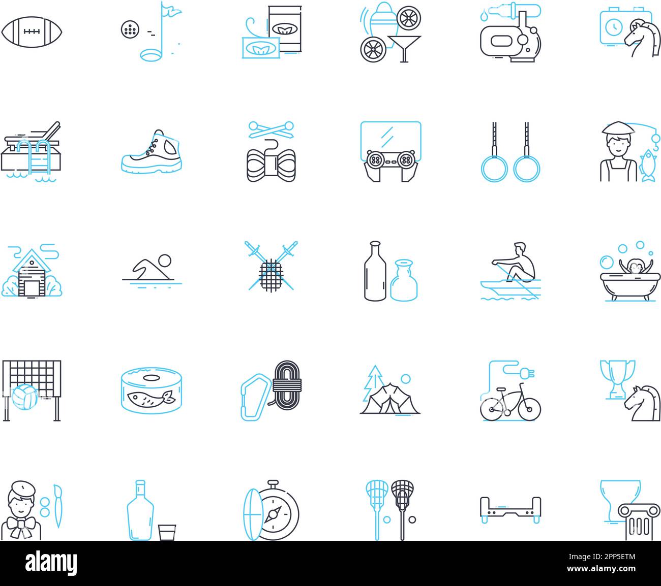 Adventure park linear icons set. Thrilling, Exciting, Adrenaline, Zip ...