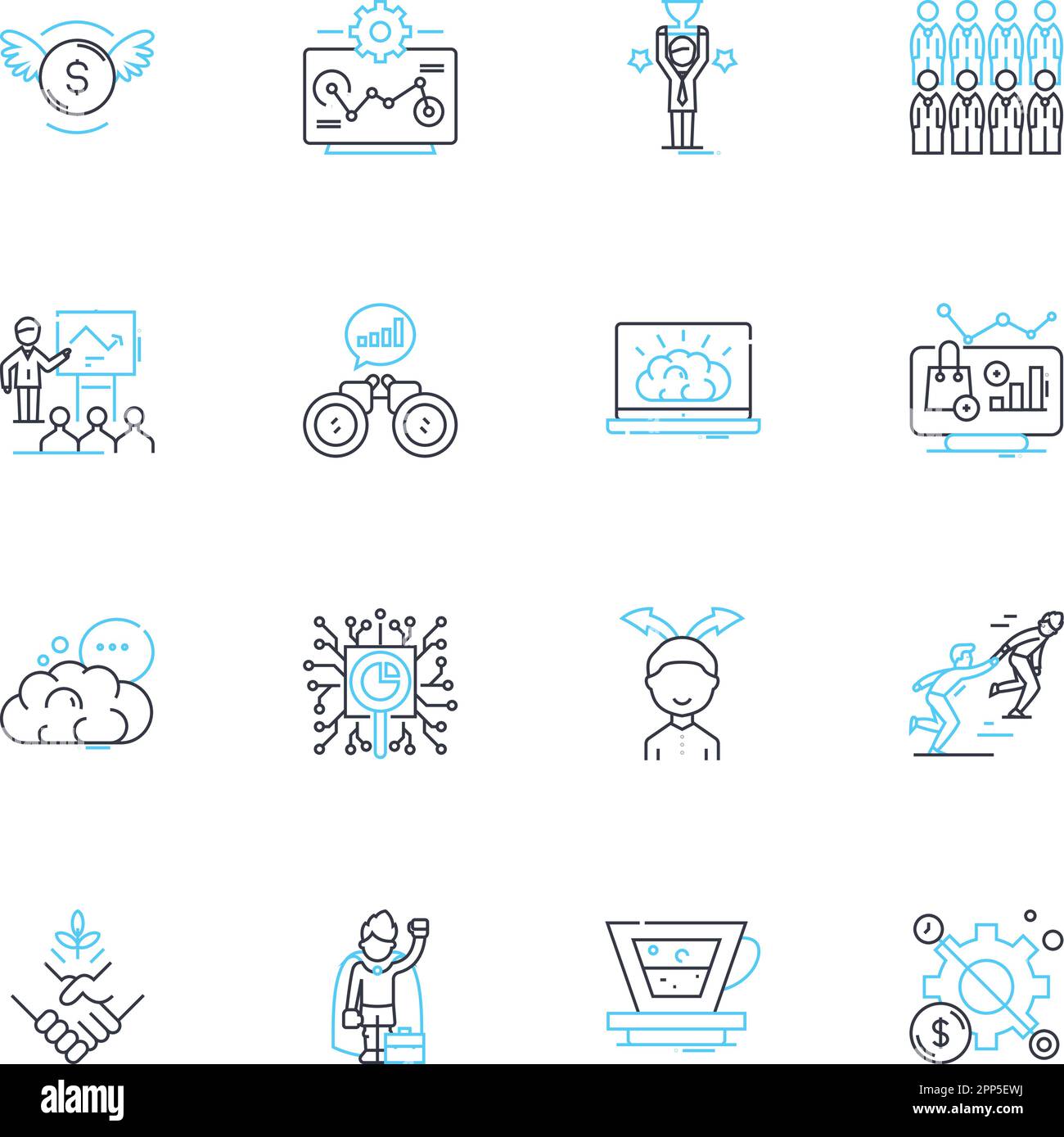 Professional leadership linear icons set. Visionary, Motivational ...