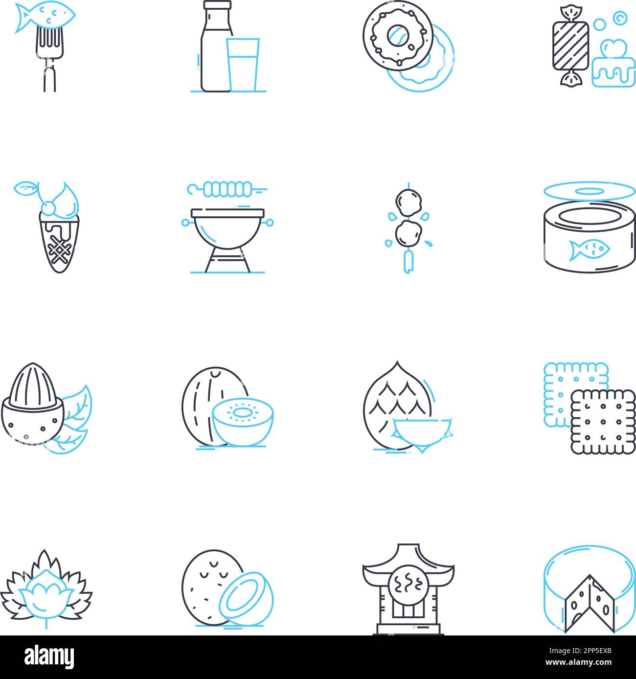 Food bistro linear icons set. Gourmet, Farm-to-table, Fusion, Artisanal ...