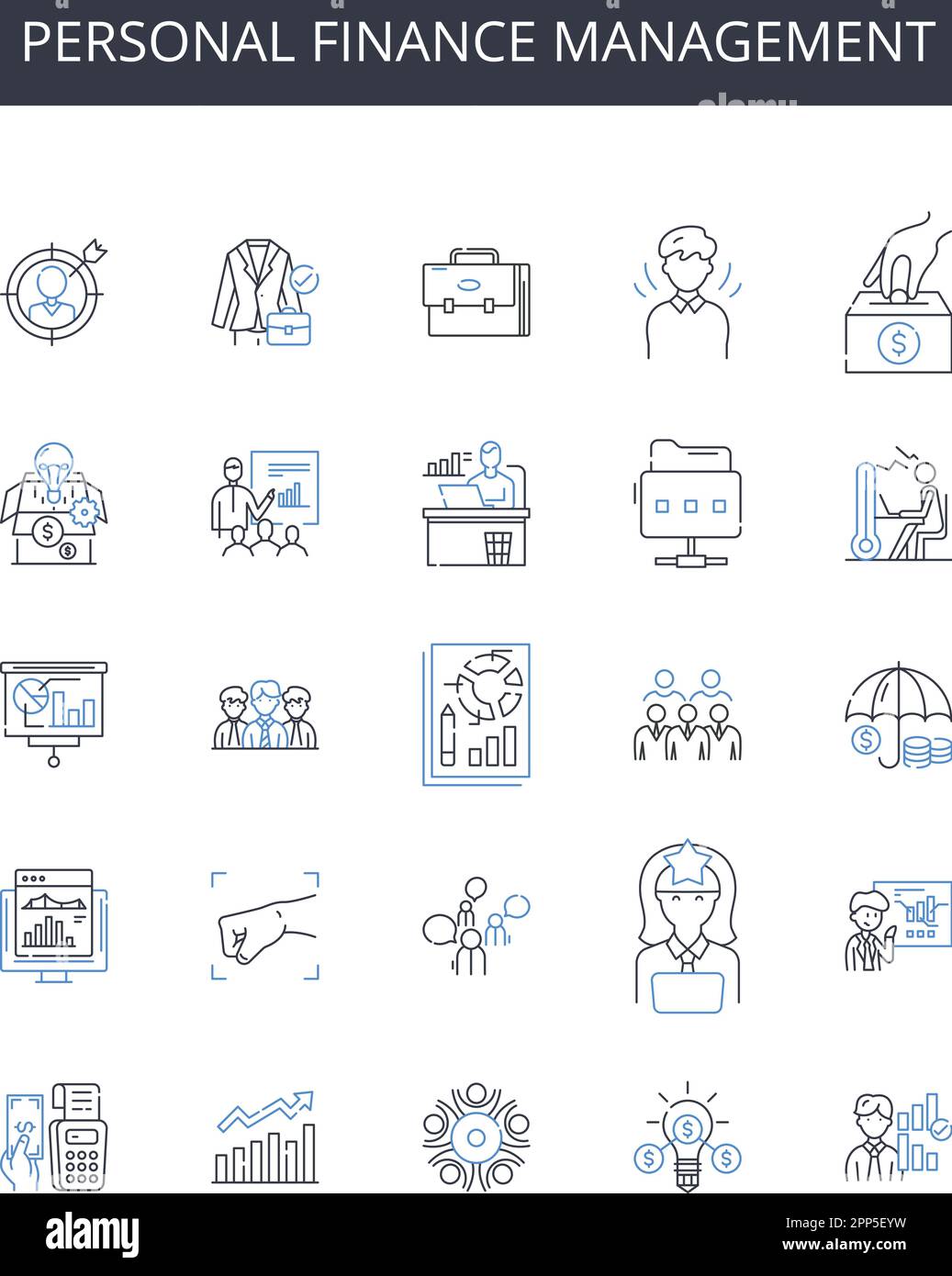 Personal Finance Management line icons collection. Financial Planning ...