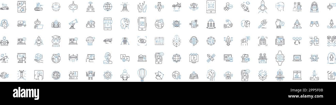 Advanced technology line icons collection. Nanotechnology, Robotics ... Advanced technology line icons collection. Nanotechnology, Robotics ...