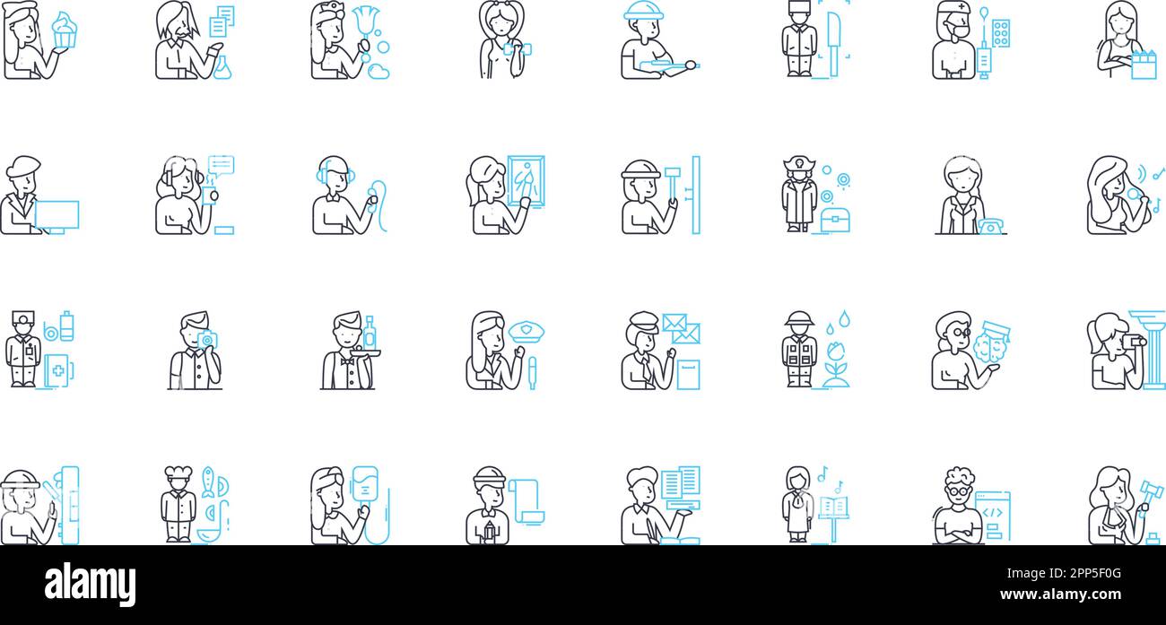 Manager linear icons set. Leadership, Decision-making, Strategy ...