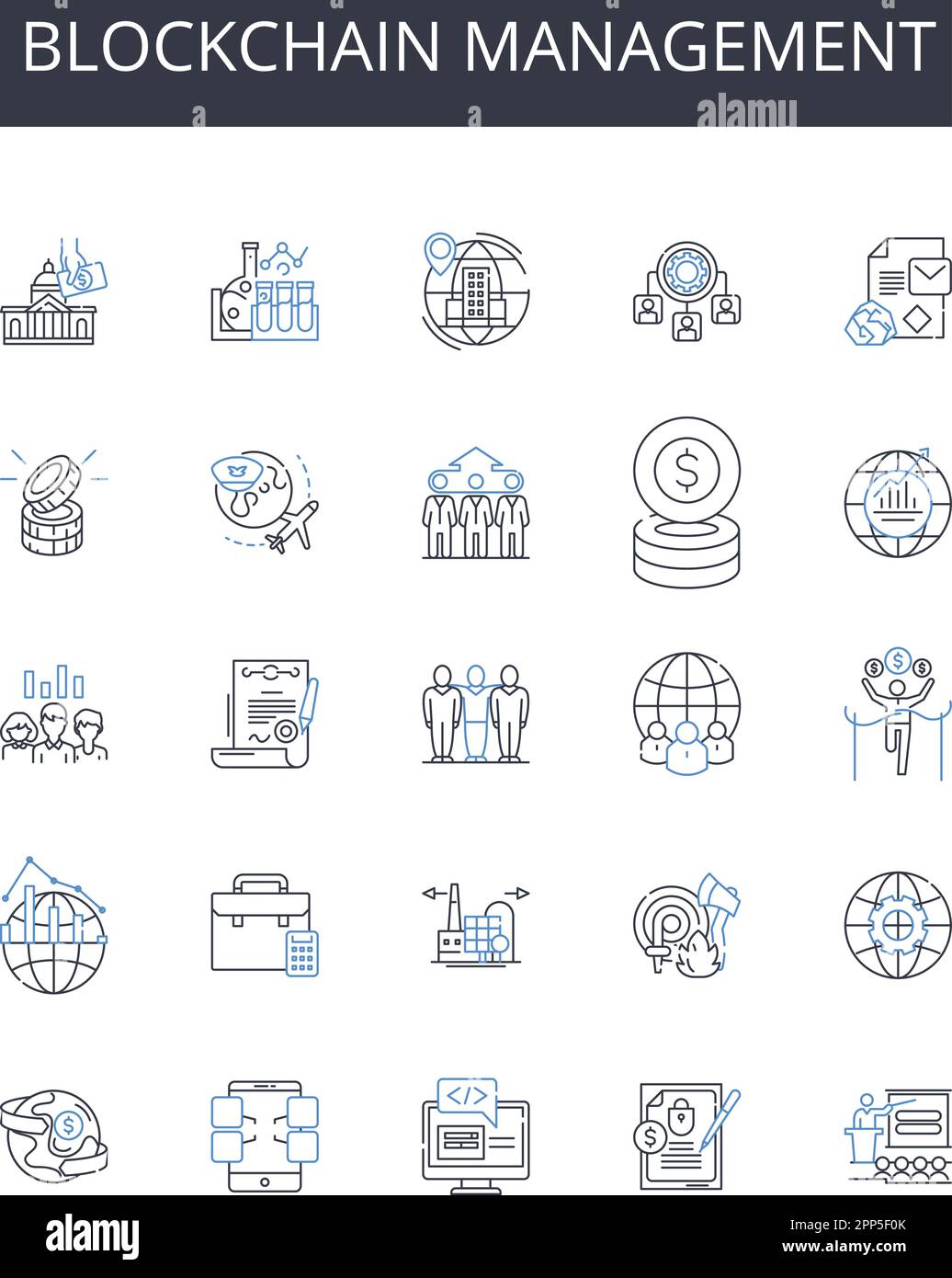 Blockchain management line icons collection. Fabric, Sewing, Patterns ...