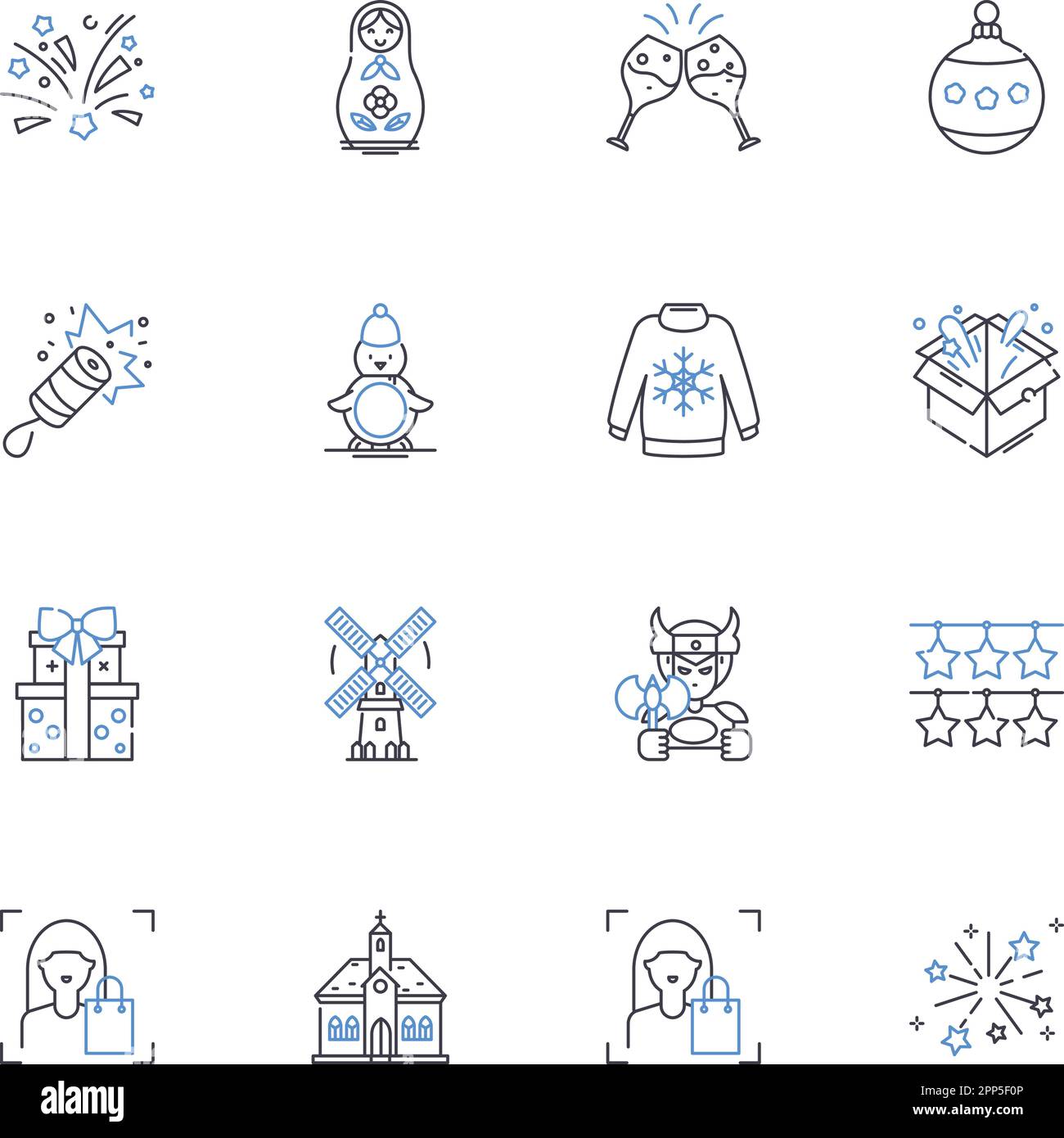 Elated New Year line icons collection. Celebration, Joyful, Excitement ...