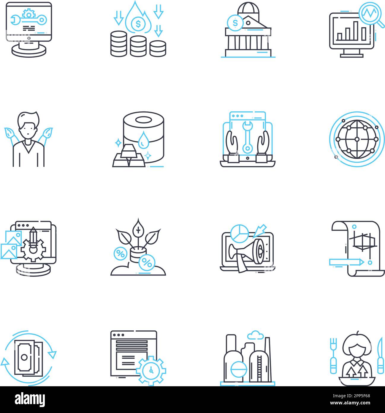 Financial prosperity linear icons set. Wealth, Abundance, Prosperity ...