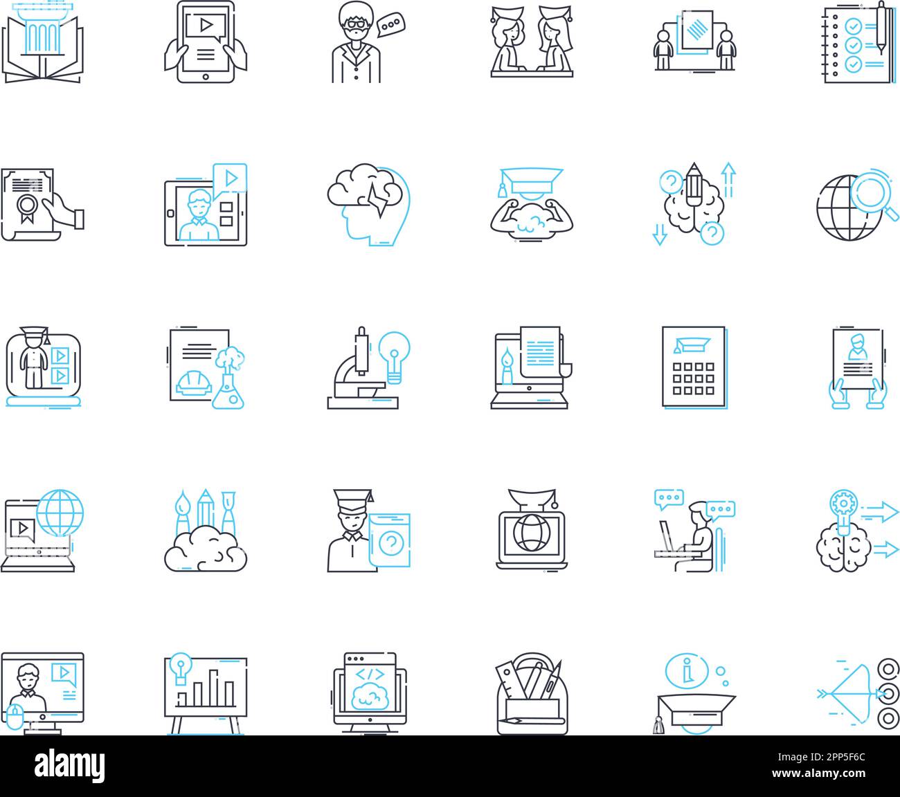 Pedagogy linear icons set. Learning, Teaching, Instruction, Education, Curriculum, Assessment ...