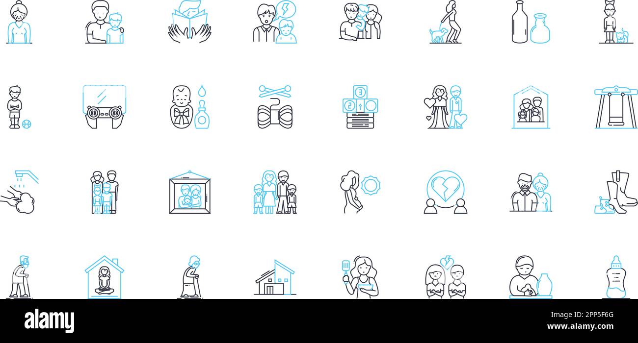 Kinship linear icons set. Family, Clan, Ancestry, Lineage, Inheritance ...