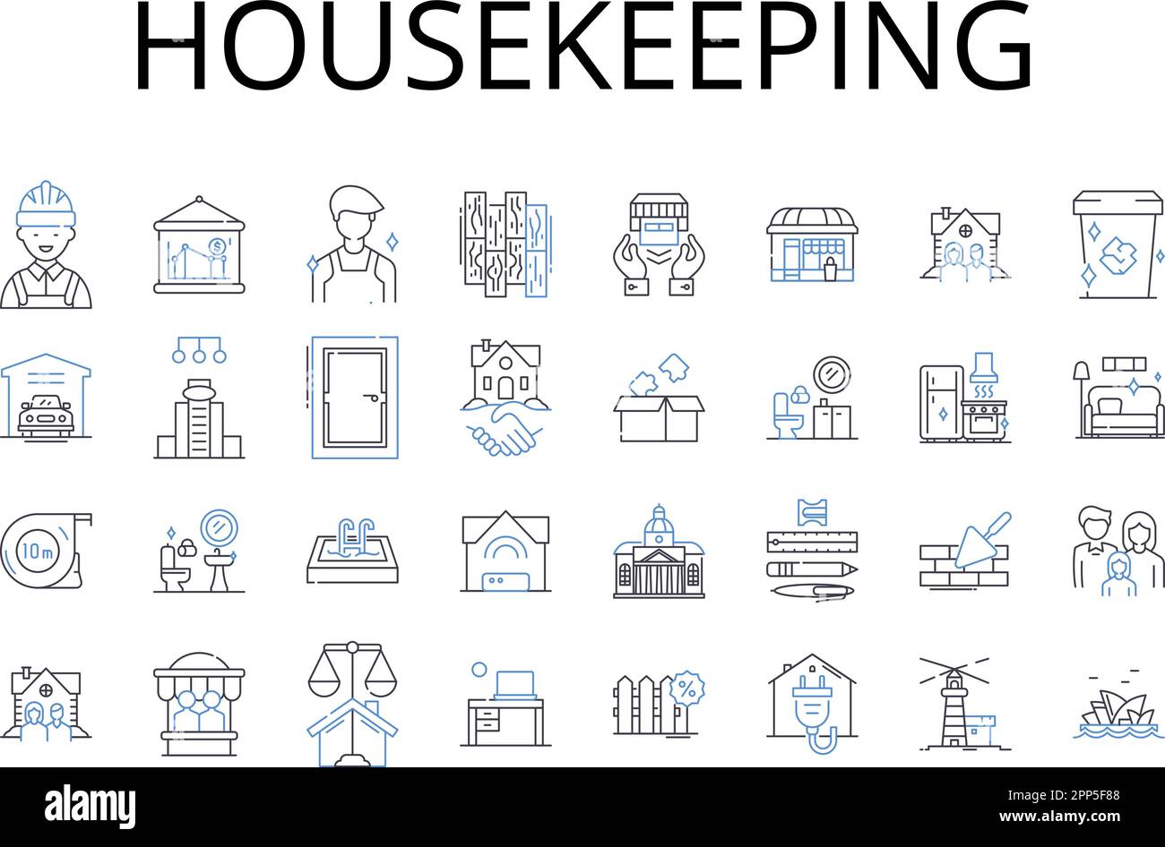 Housekeeping line icons collection. Janitorial Services, Custodial Care ...