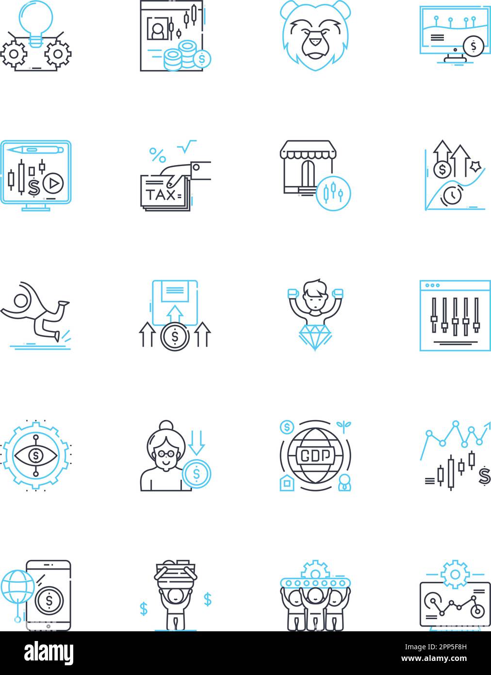 Financial guidance linear icons set. Budgeting, Investing, Retirement ...