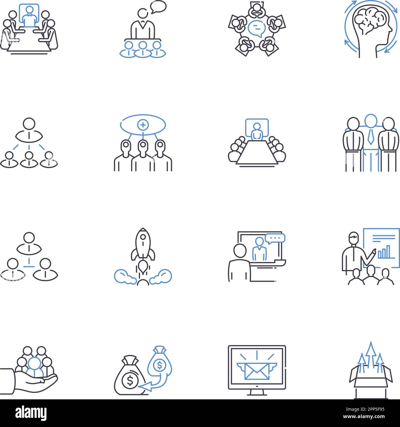 Harmonious teamwork line icons collection. Collaboration, Synergy ...