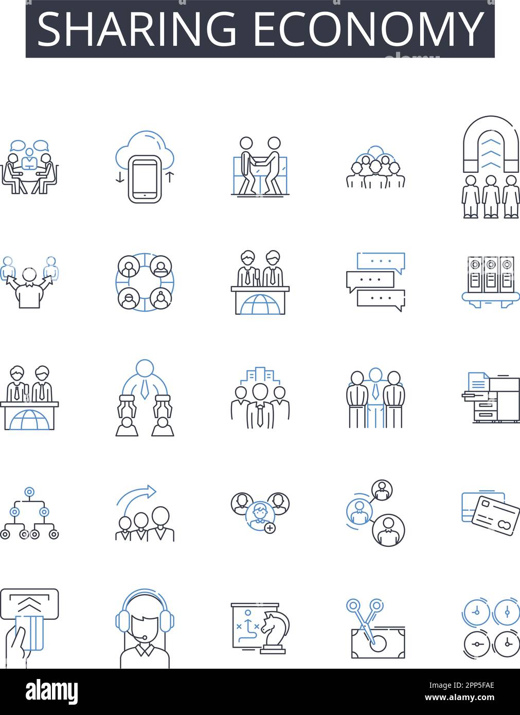 Sharing Economy line icons collection. Unity, Harmony, Bonding ...