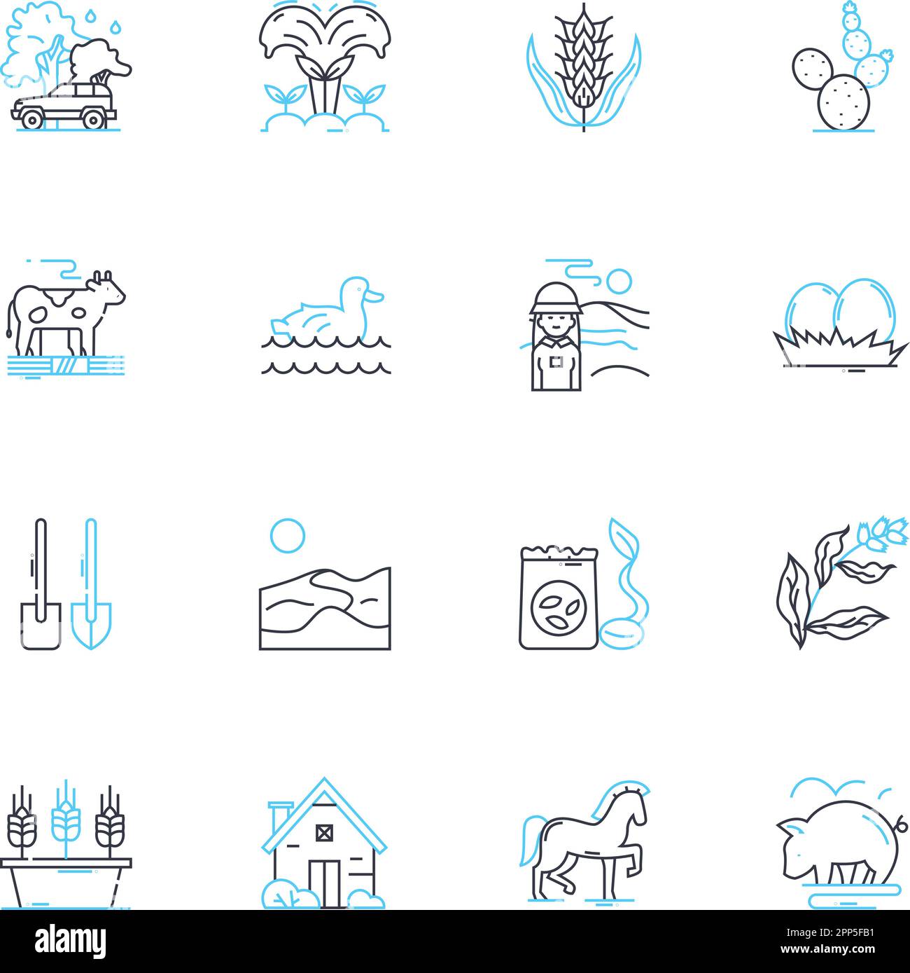 Agronomy linear icons set. Harvest, Irrigation, Fertilization ...