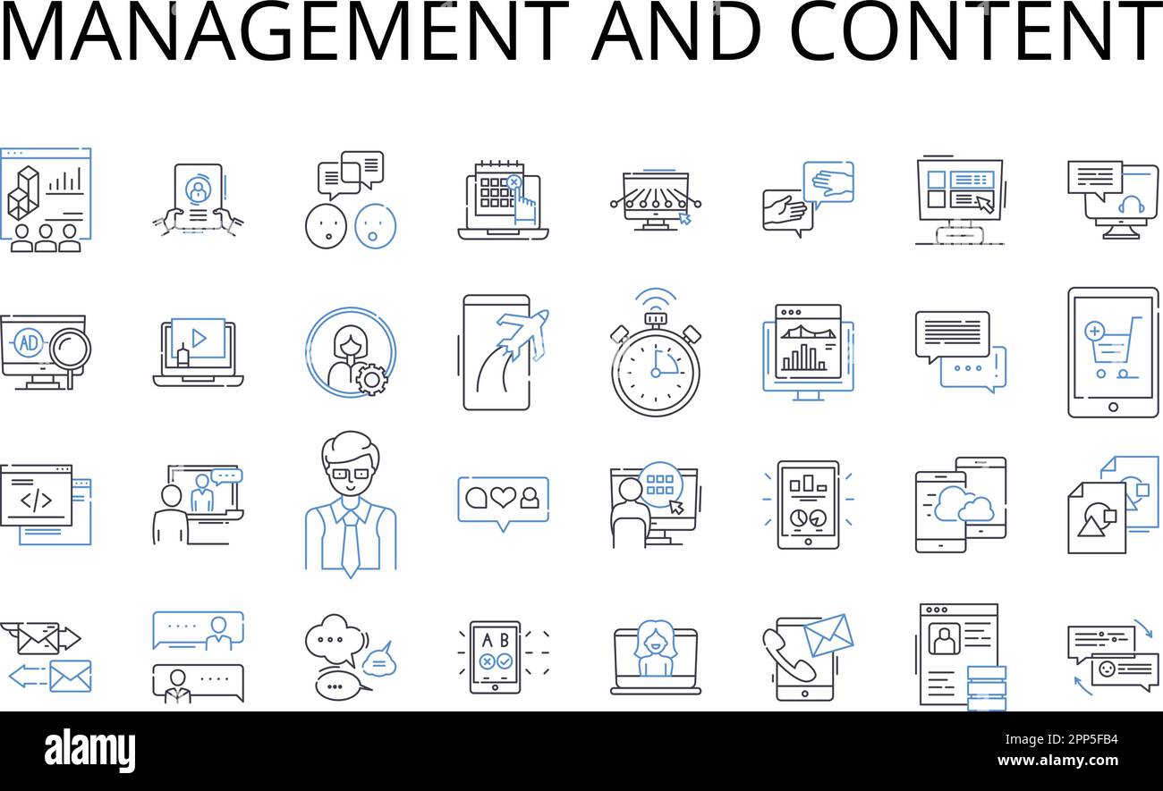 Management And Content Line Icons Collection Administration