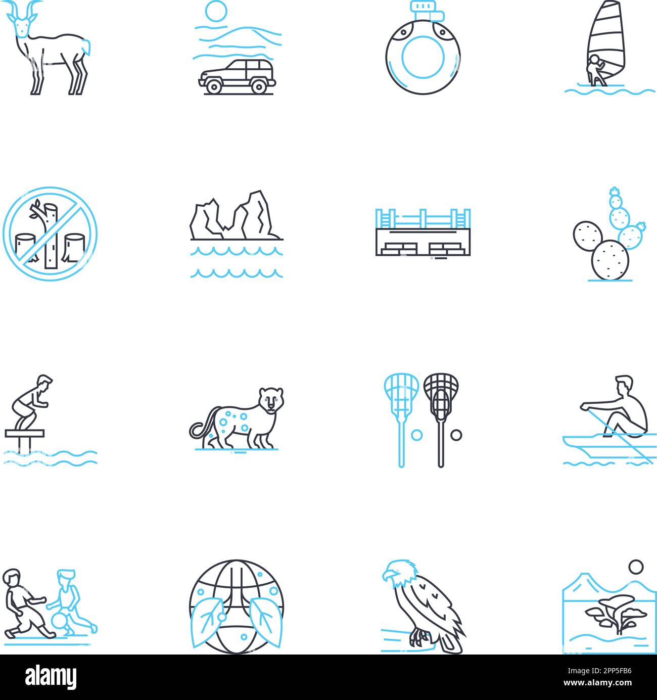 Backpacking journey linear icons set. Expedition, Adventure, Wanderlust ...