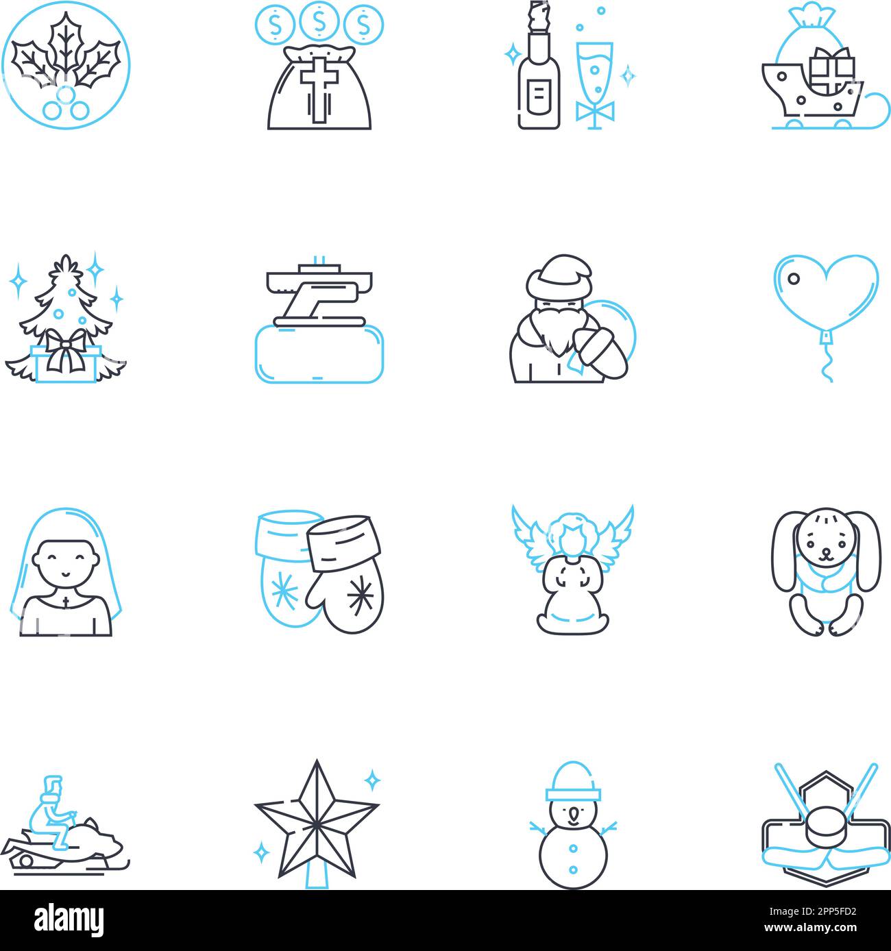 Yuletide festivities linear icons set. Yule, Festive, Cheer, Reindeer ...