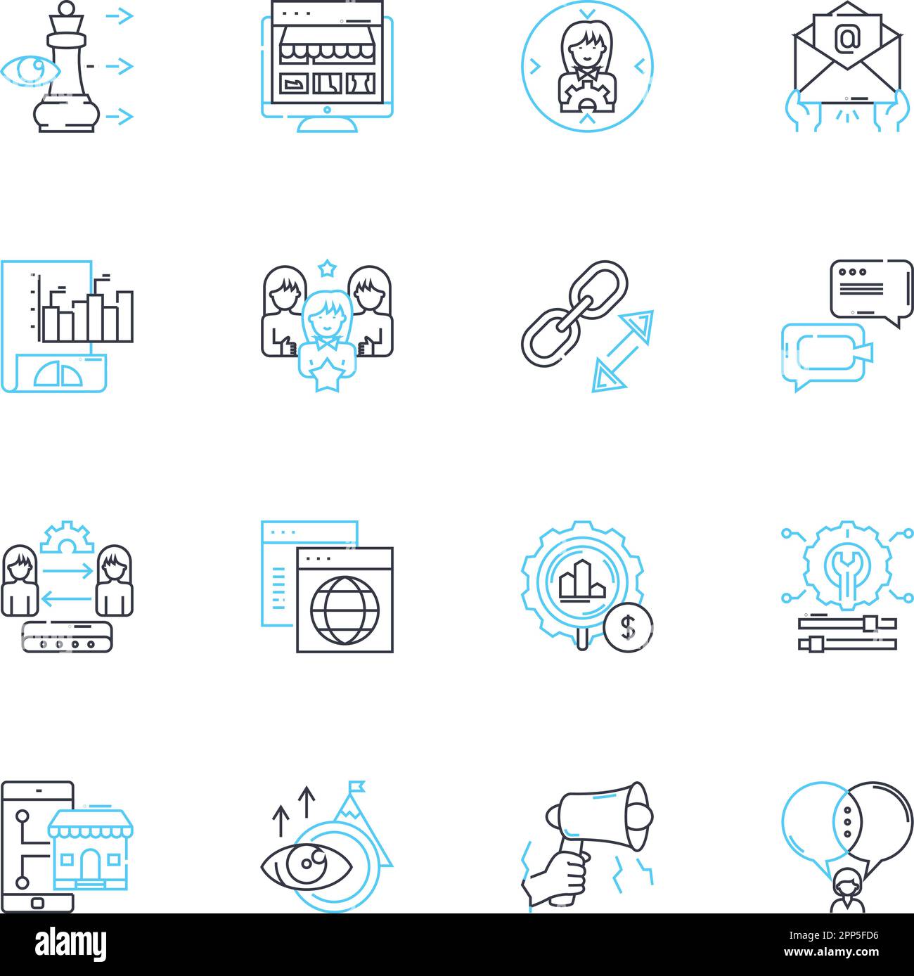 Digital sales linear icons set. E-commerce, Automation, Analytics, Marketing, Software, Strategy ...