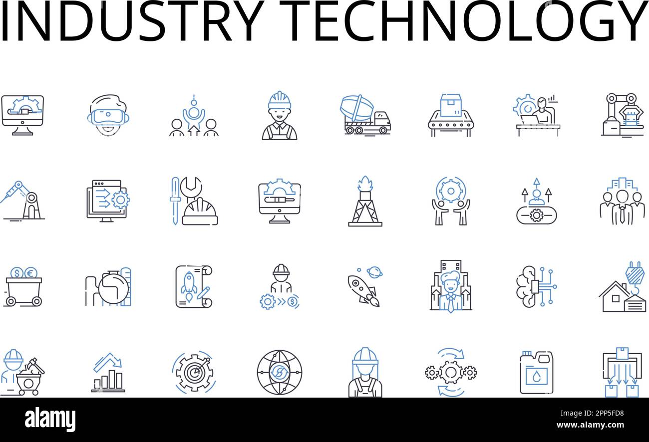 Industry technology line icons collection. Manufacturing, Engineering ... Industry technology line icons collection. Manufacturing, Engineering ...