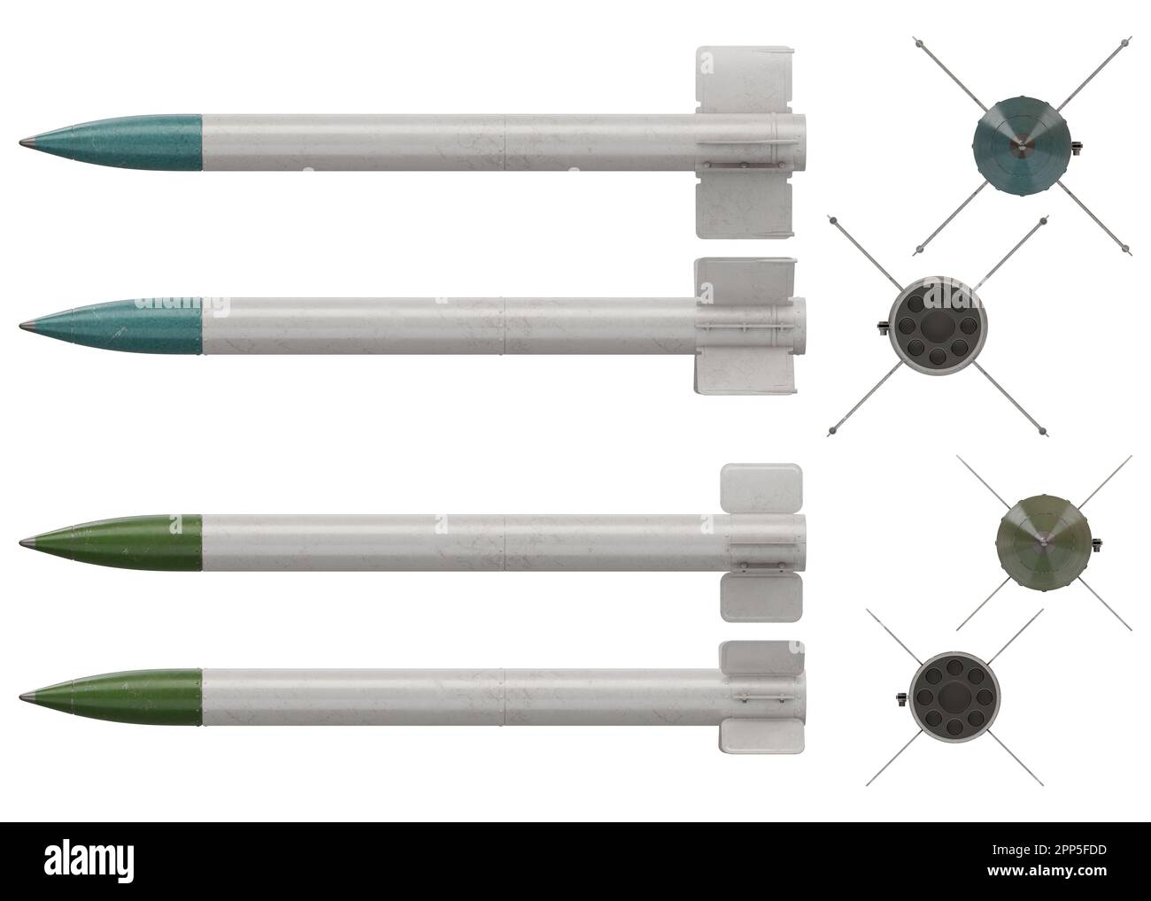 3d render illustration of a aircraft rockets set from world war era in ...