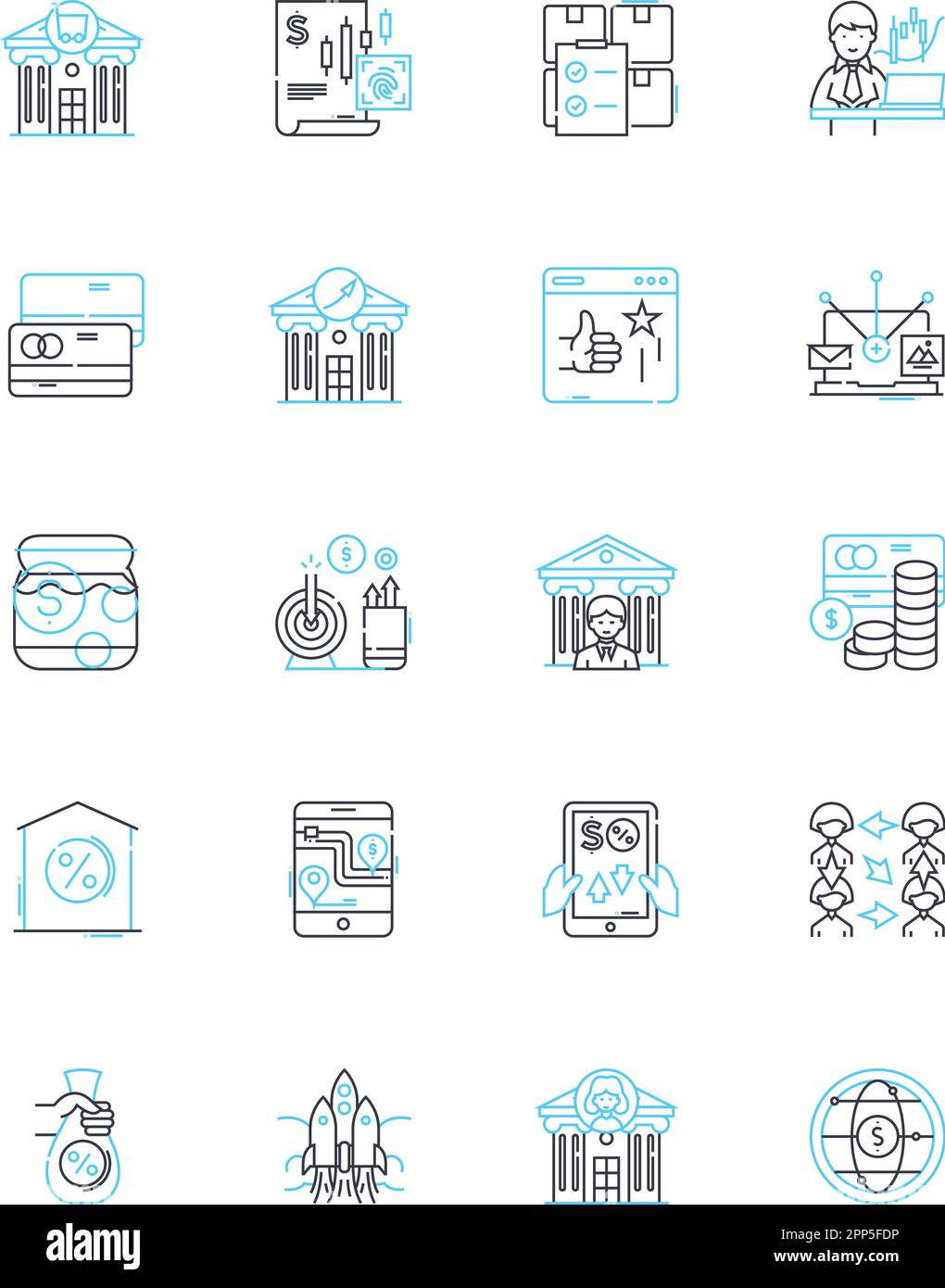 Company earnings linear icons set. Profit, Loss, Revenue, Income ...