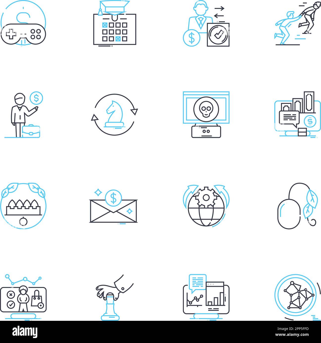 Corporate malpractice linear icons set. Fraud, Embezzlement, Corruption ...