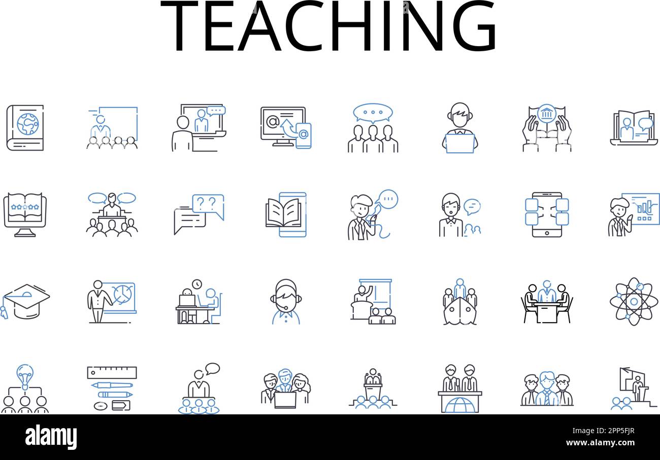 Teaching outline icons collection. Instructing, Educating, Tutoring ...