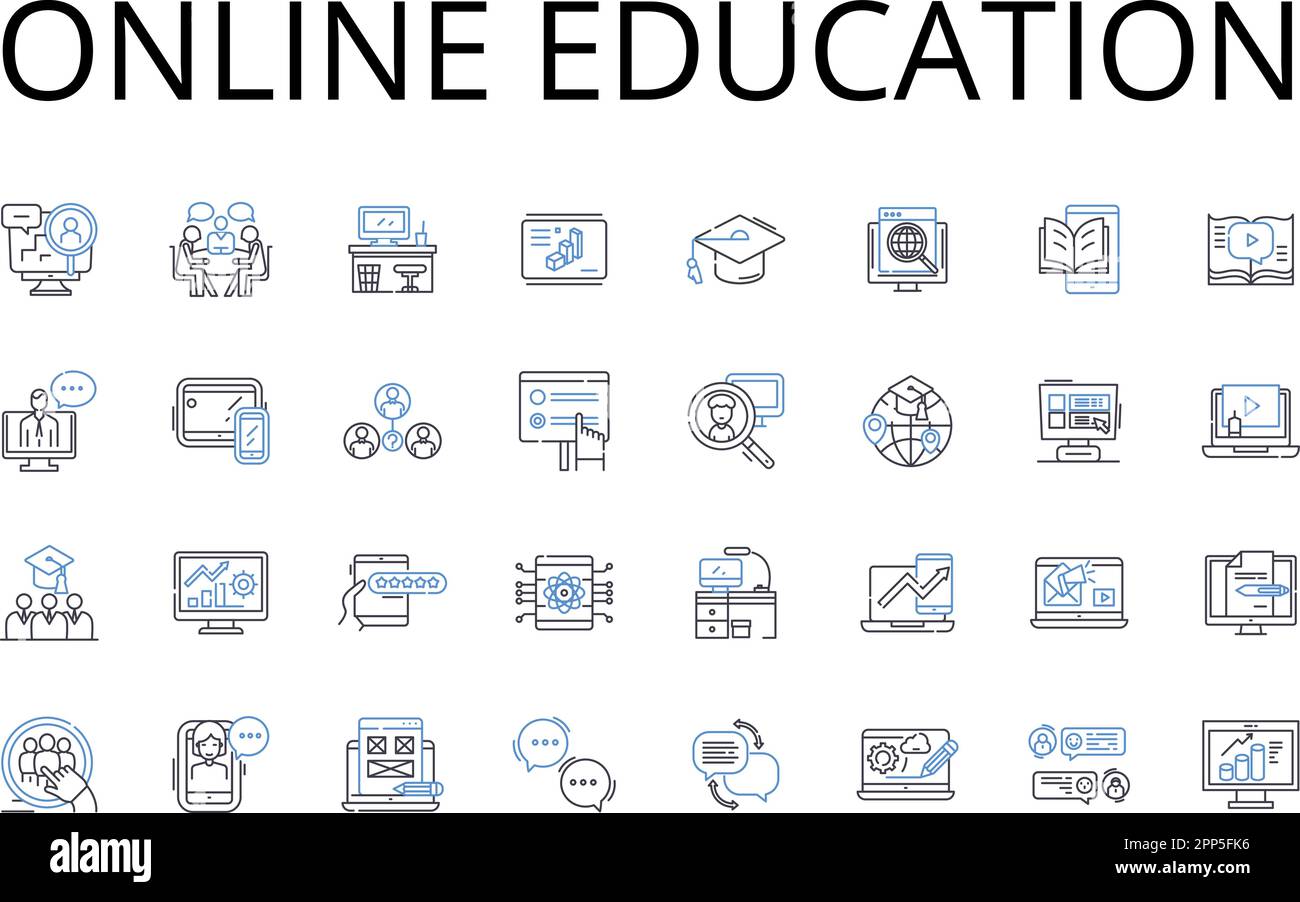 Online Education Line Icons Collection Digital Learning E Learning