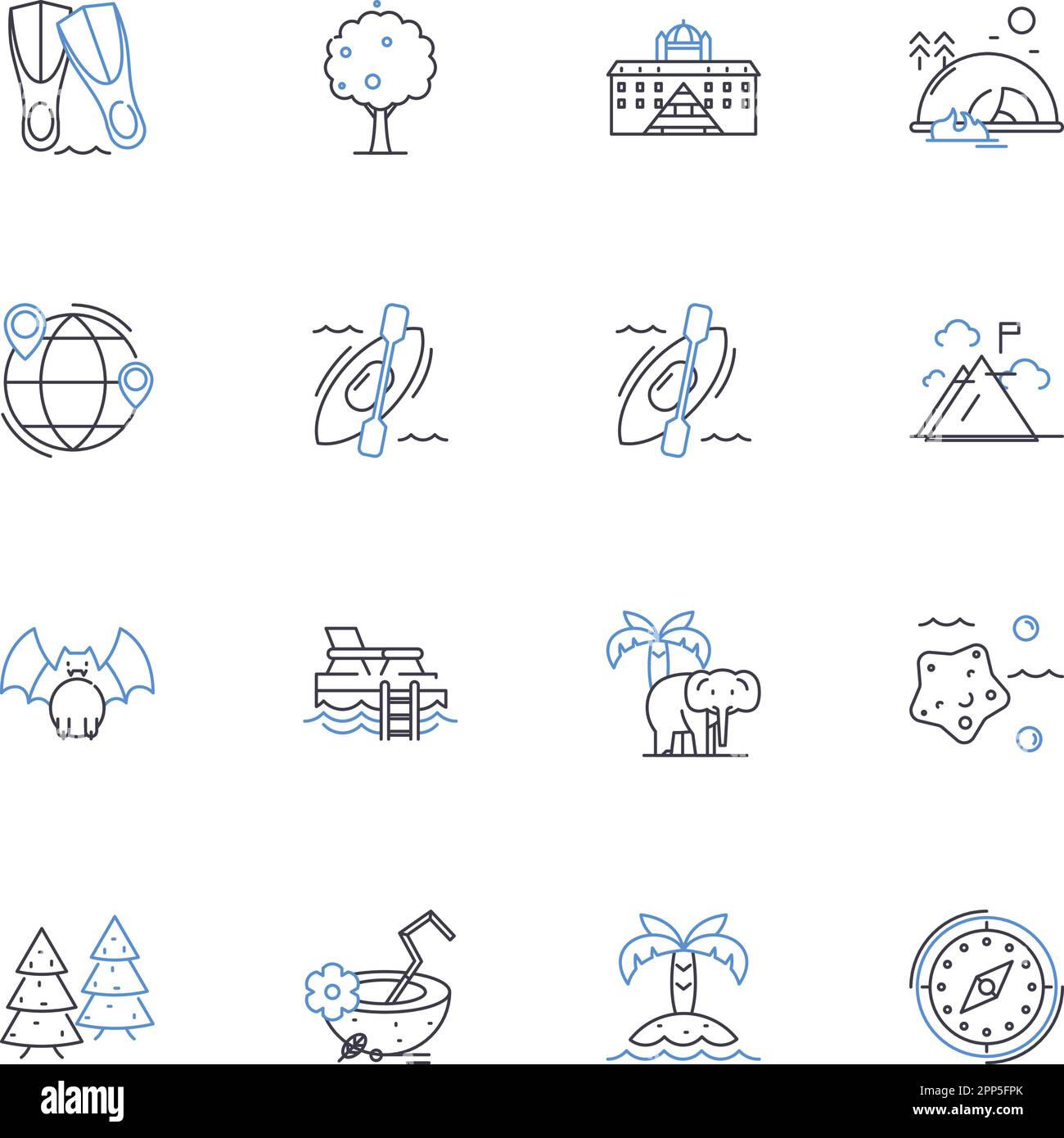Challenging hike line icons collection. Summit, Adventure, Thrill ...