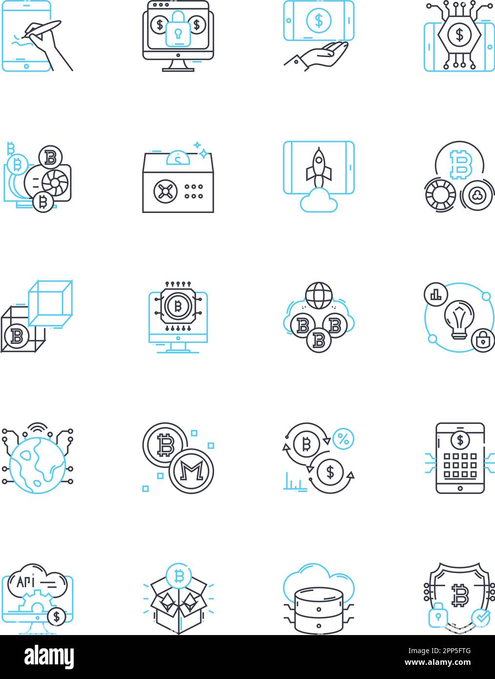 Digital banking startup linear icons set. Fintech, Neo-banking, Mobile ... Digital banking startup linear icons set. Fintech, Neo-banking, Mobile ...