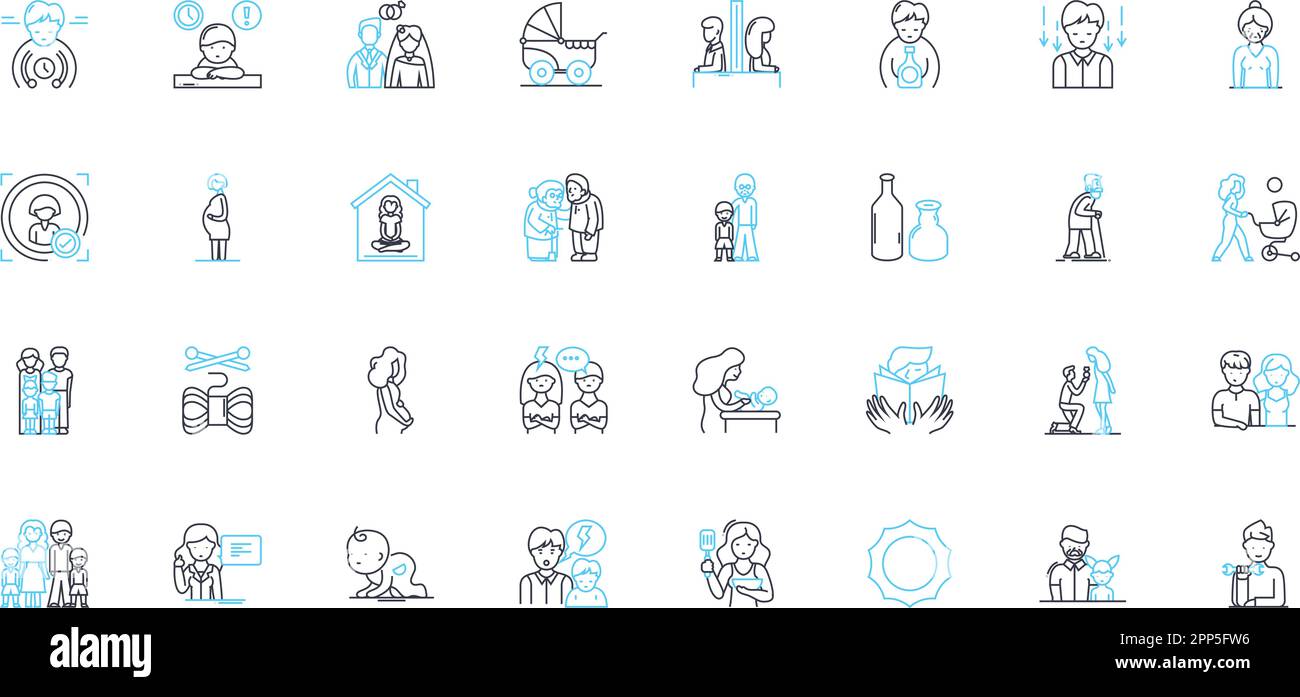 Mental work linear icons set. Concentration, Cognition, Analysis ...
