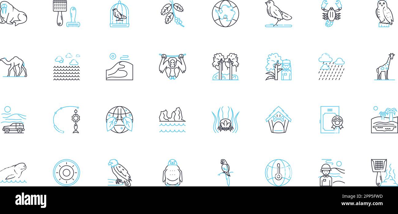 Fuzzy friends linear icons set. Canine, Feline, Cuddly, Fluffy ...