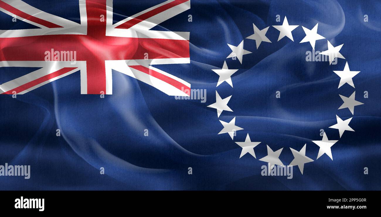 Cook Islands flag - realistic waving fabric flag Stock Photo - Alamy