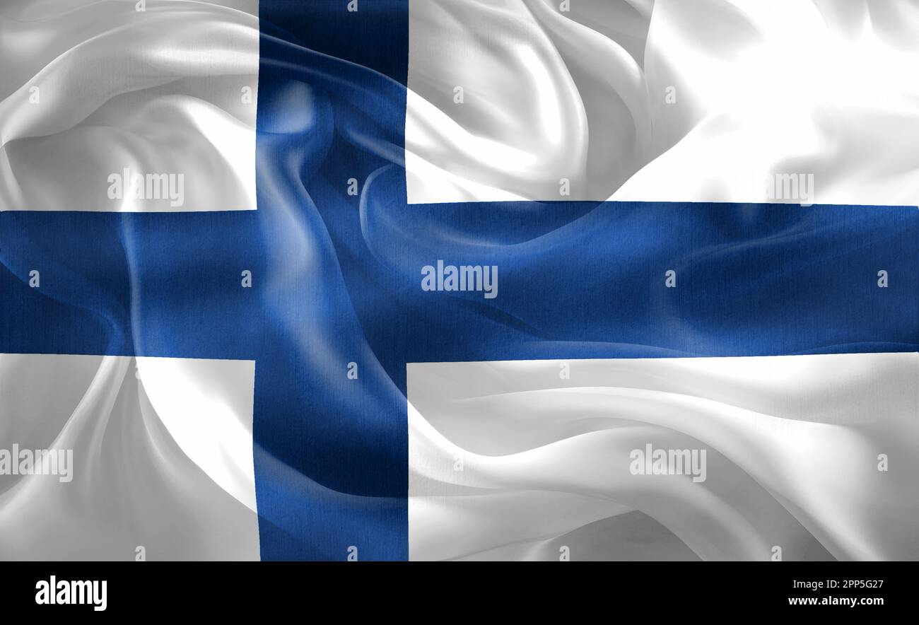 Finland flag - realistic waving fabric flag Stock Photo - Alamy