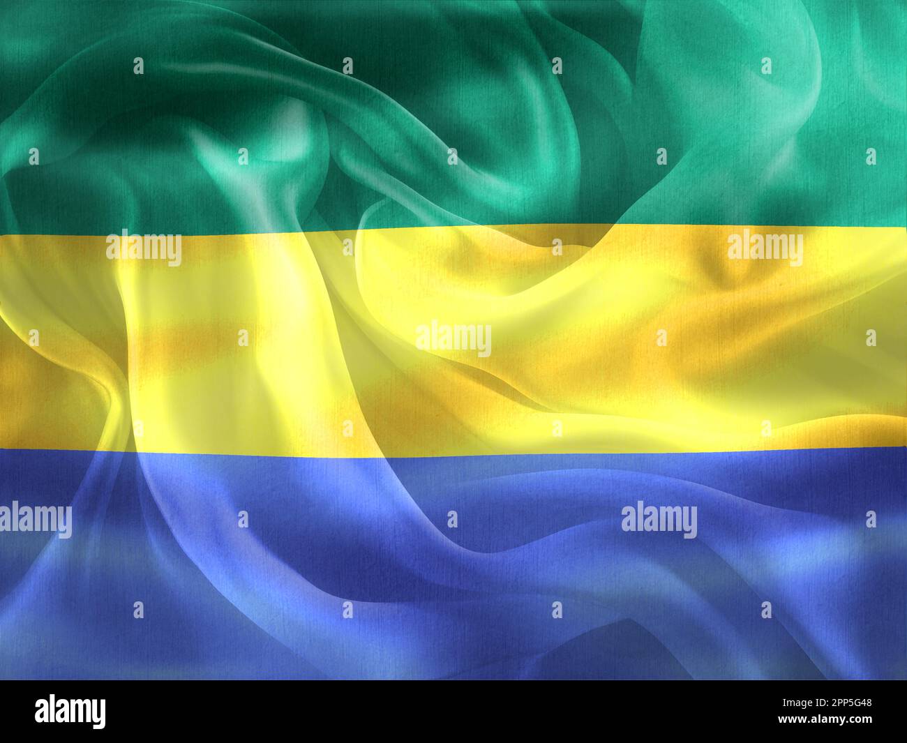 Gabon flag - realistic waving fabric flag Stock Photo - Alamy