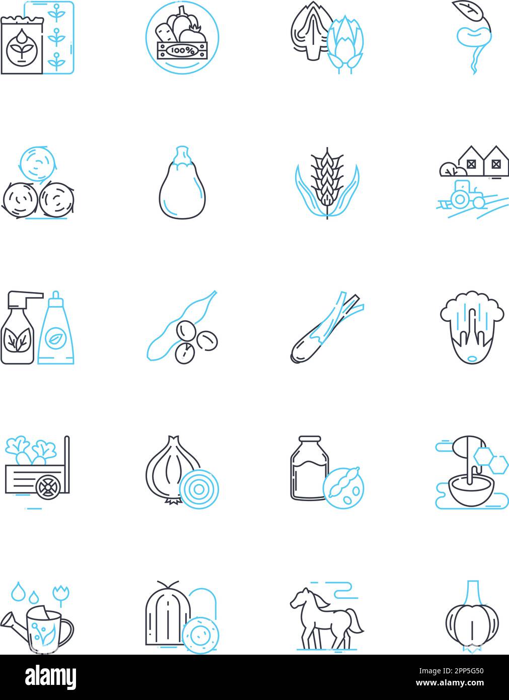 Natural homestead linear icons set. Sustainability, Permaculture, Self ...