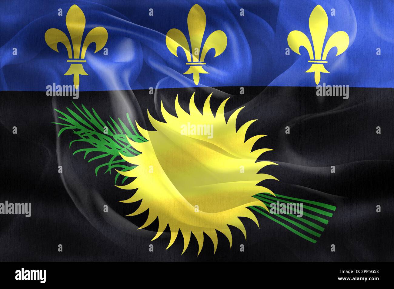 Guadeloupe flag - realistic waving fabric flag Stock Photo - Alamy