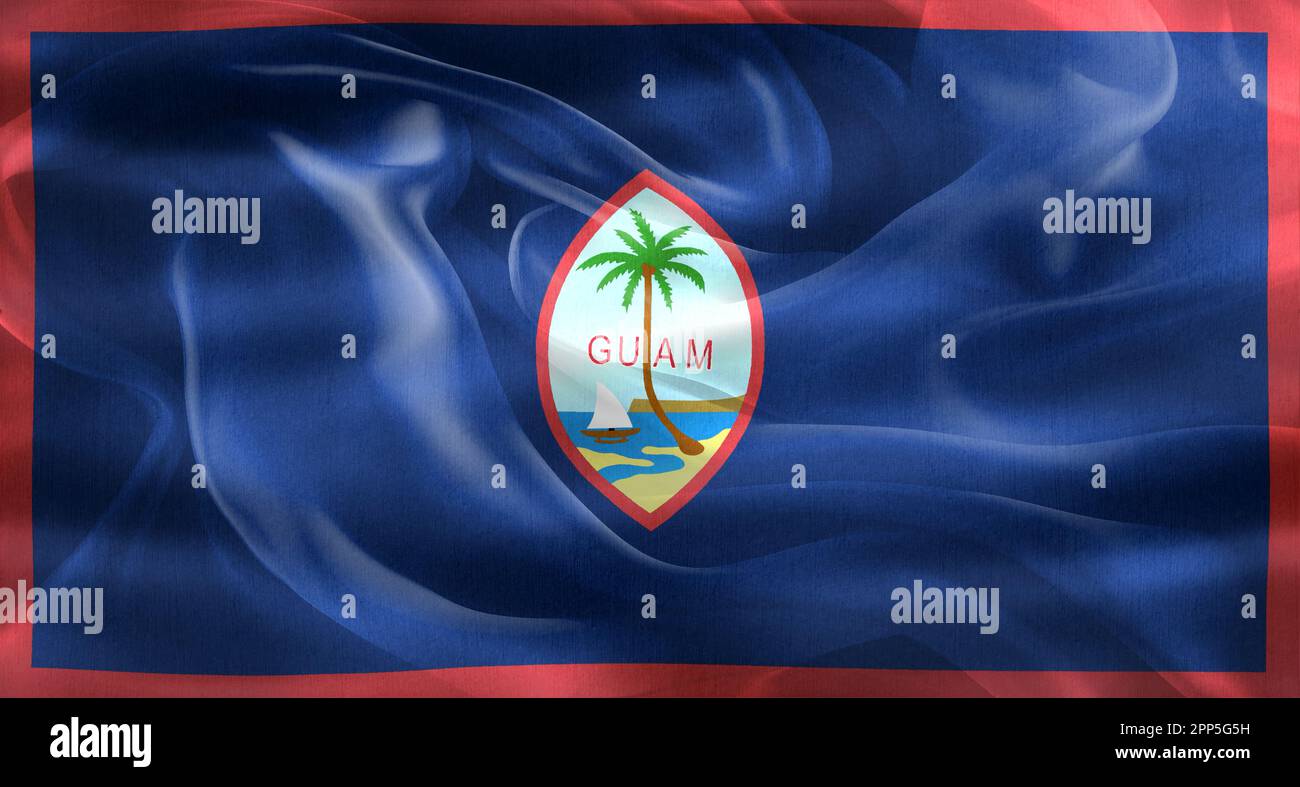 Guam flag - realistic waving fabric flag Stock Photo - Alamy