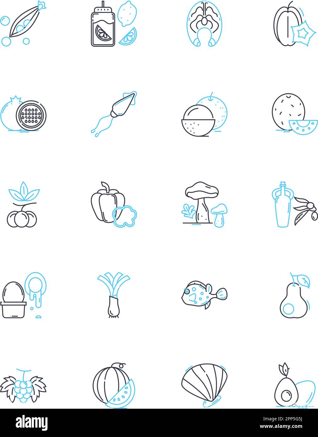 Environmental edibles linear icons set. Organic, Sustainable, Locally-grown, Wildcrafted ...