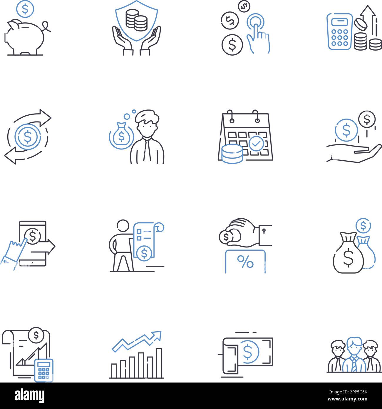 Credit management line icons collection. Debt, Credirthiness, Interest, Loan, Credit score ...