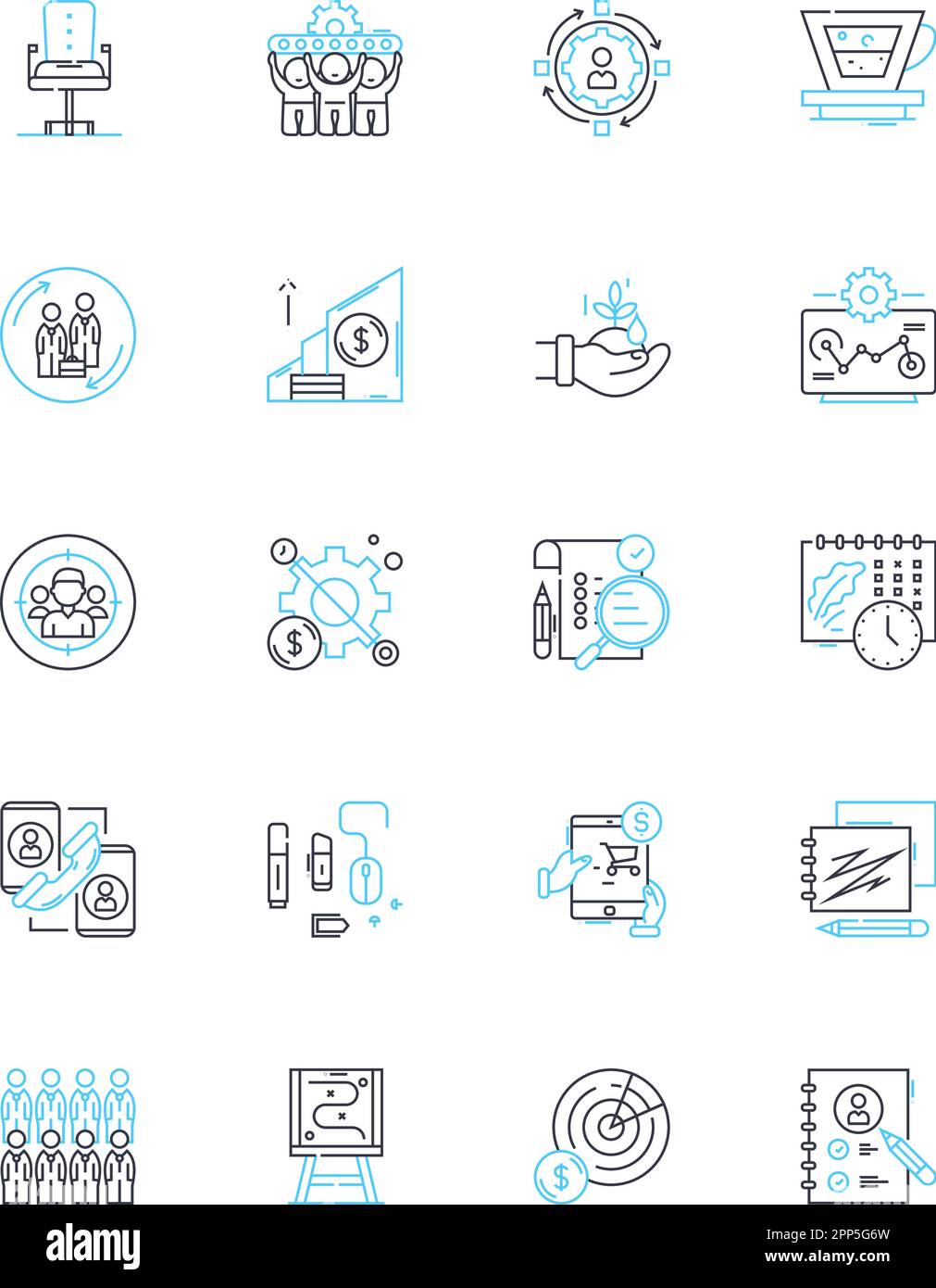 Program Managers Linear Icons Set Leadership Coordination Organization Communication
