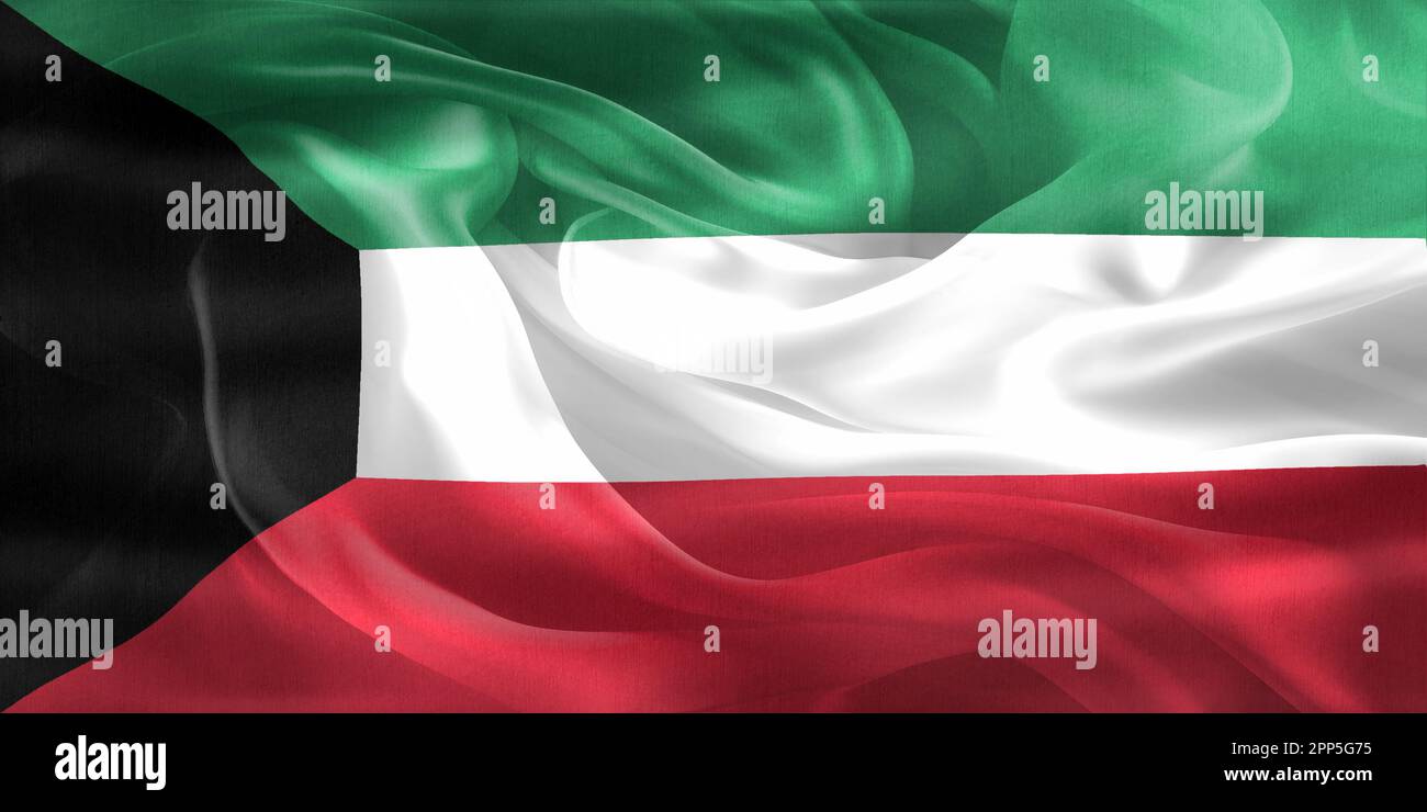 Kuwait flag - realistic waving fabric flag Stock Photo - Alamy