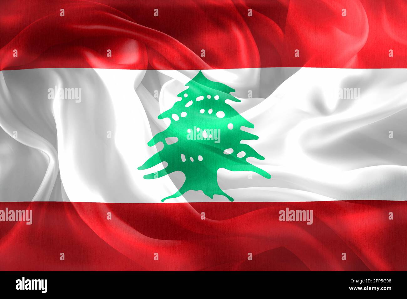 Lebanon flag - realistic waving fabric flag Stock Photo - Alamy