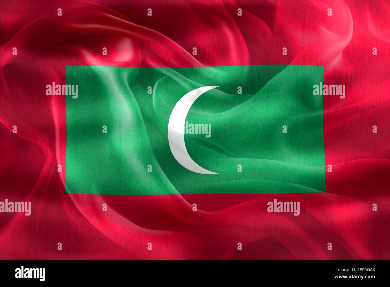Maldives flag - realistic waving fabric flag Stock Photo - Alamy