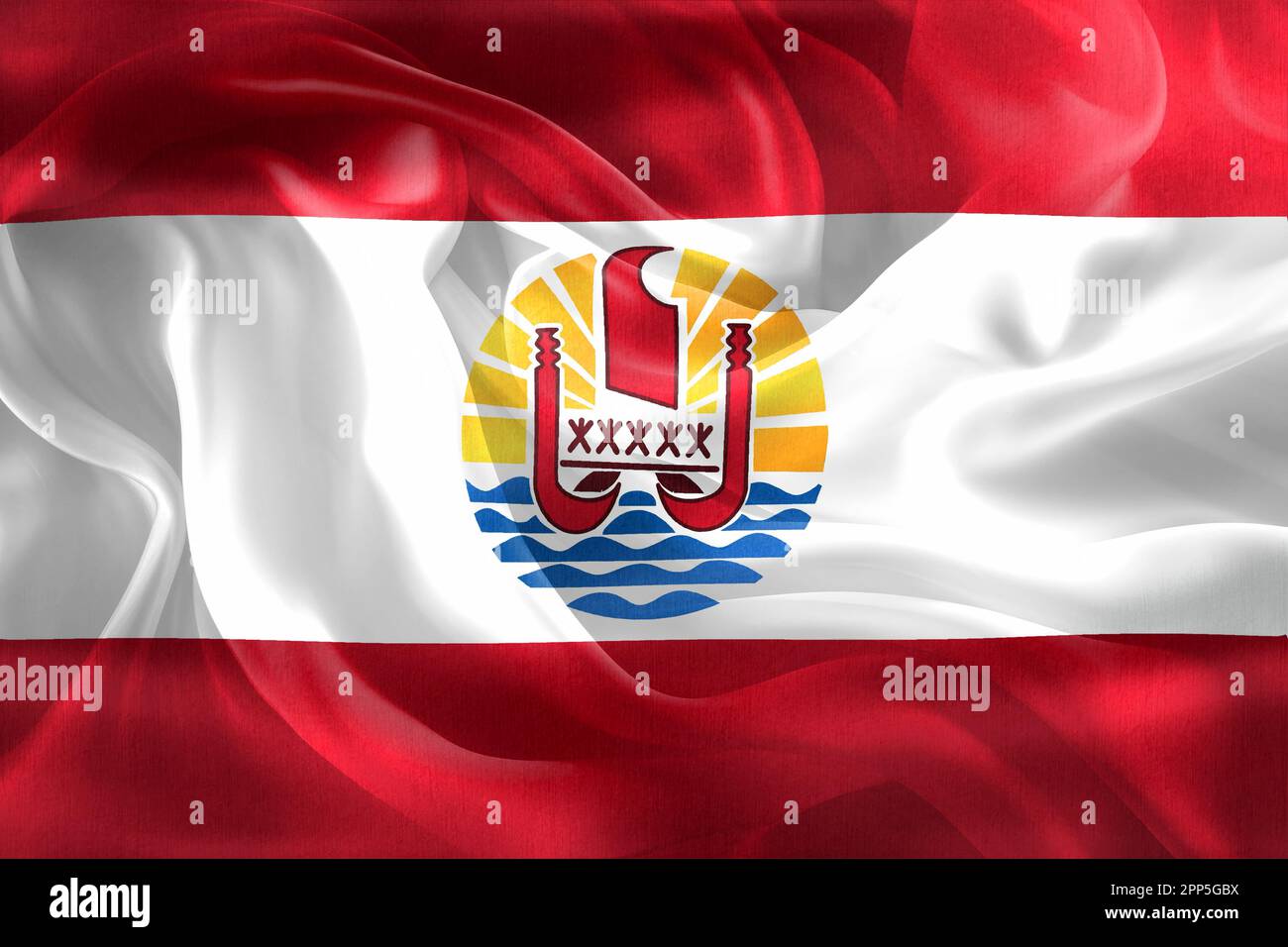 French Polynesia flag - realistic waving fabric flag Stock Photo - Alamy