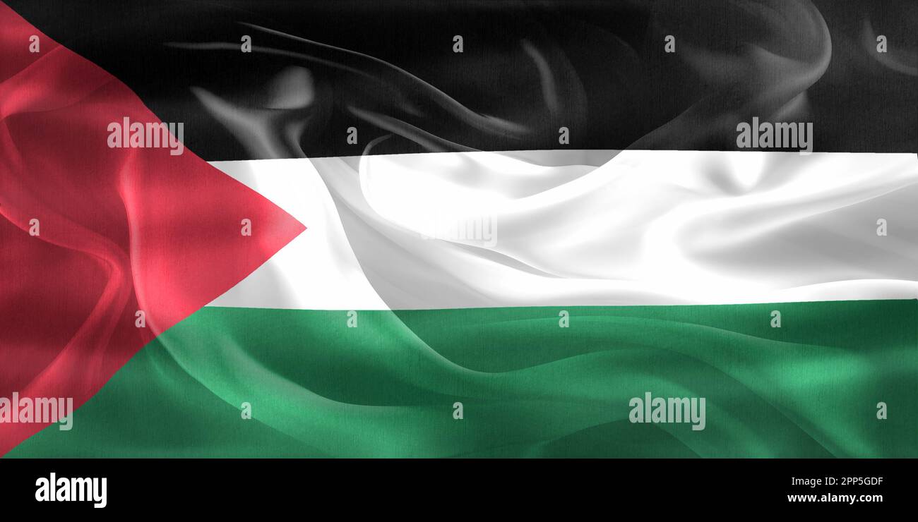 Palestine flag - realistic waving fabric flag Stock Photo - Alamy