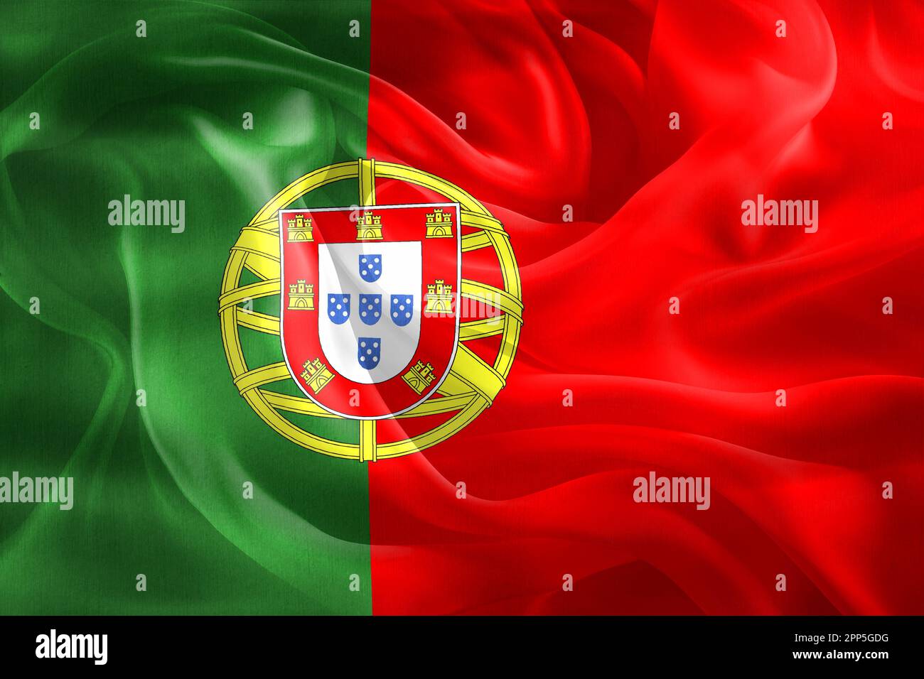 Portugal flag - realistic waving fabric flag Stock Photo - Alamy