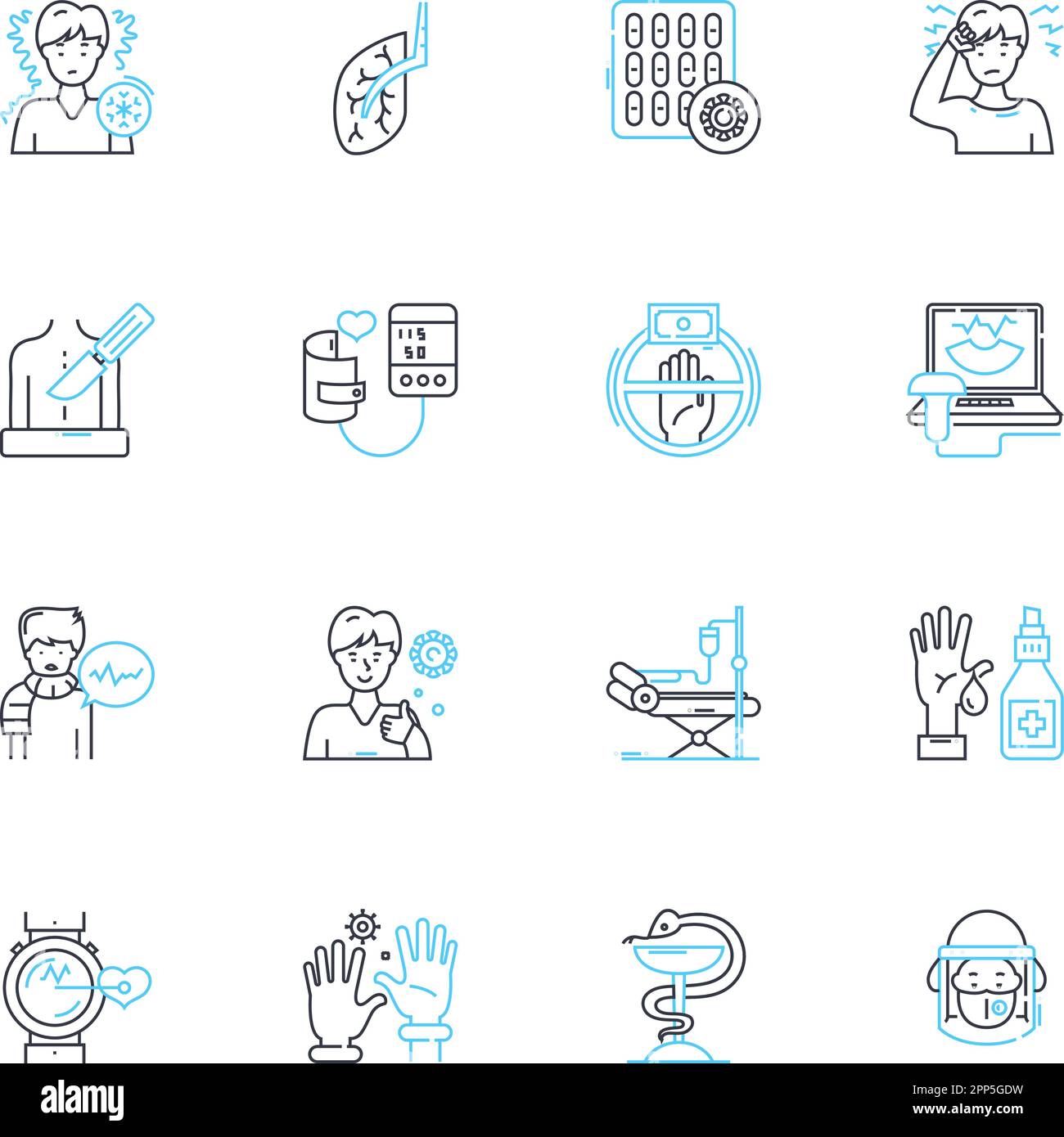 Pandemic intervention linear icons set. Quarantine, Isolation, Contact ...