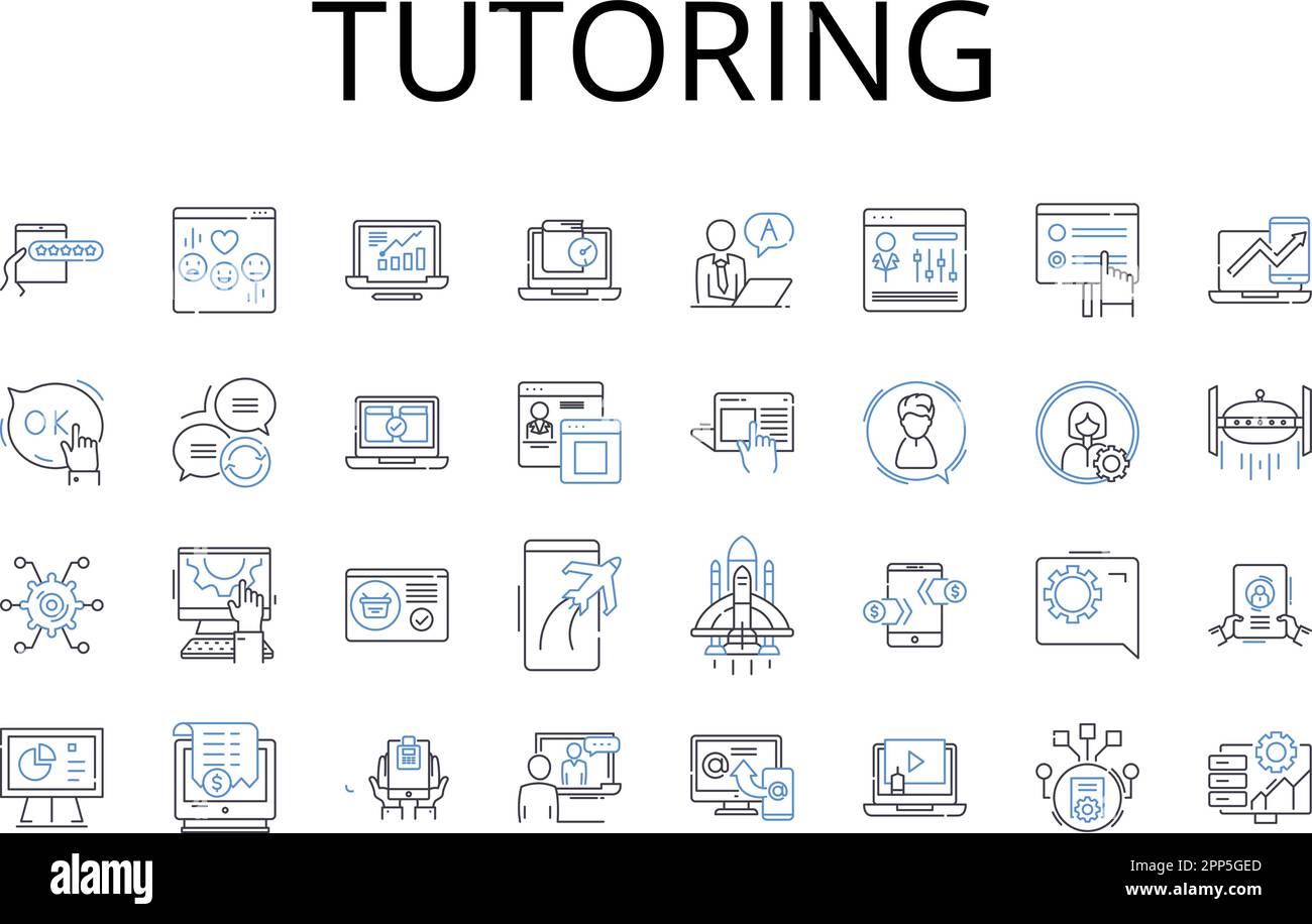 Tutoring line icons collection. Coaching, Mentoring, Advising, Instructing, Guiding, Educating ...