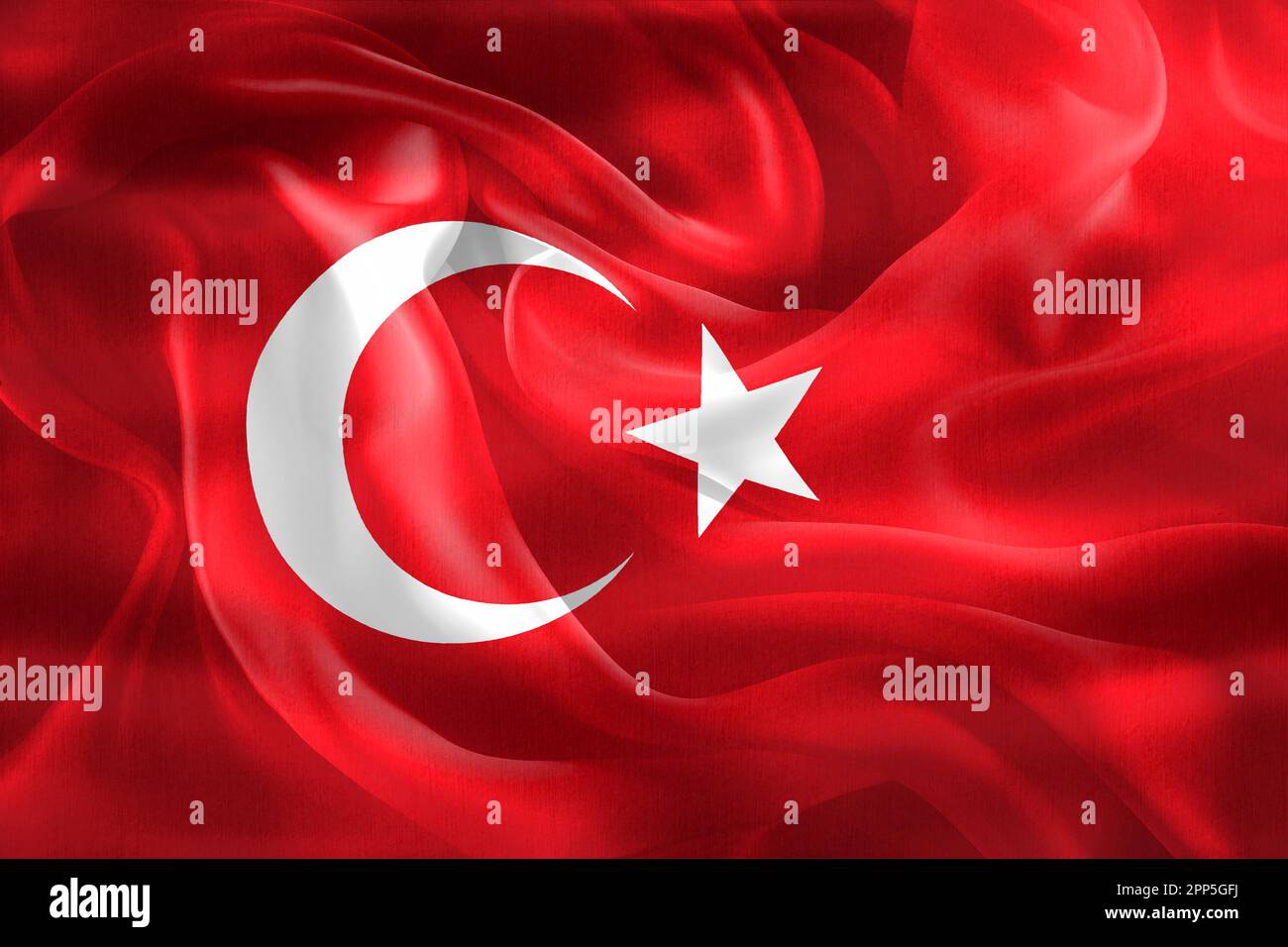 3D-Illustration of a Turkey flag - realistic waving fabric flag Stock ...